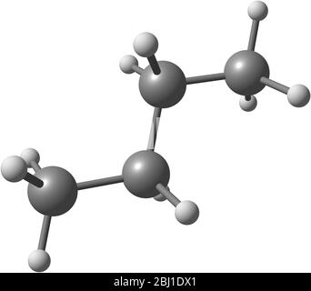 Butane C4H10 alkane molecule. Molecular model. 3D rendering ...