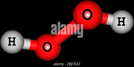 Hydrogen peroxide (H2O2) molecule, chemical structure. HOOH is an Stock ...