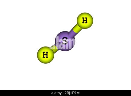 Hydrogen sulfide (H2S) molecule. Toxic gas with characteristic odour of ...