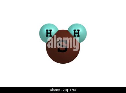 Hydrogen sulfide (H2S) molecule. Toxic gas with characteristic odour of ...