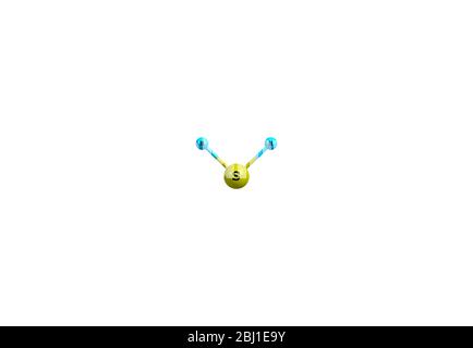 Hydrogen sulfide (H2S) molecule. Toxic gas with characteristic odour of ...