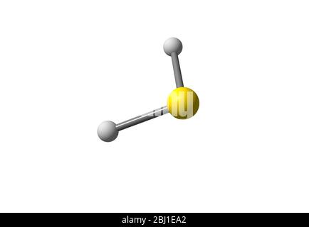Hydrogen sulfide (H2S) molecule. Toxic gas with characteristic odour of ...