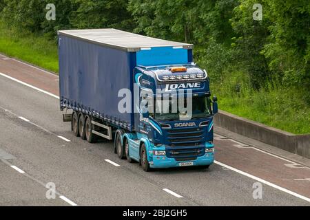 Loane Transport Ltd. Scania lorry on the M40 motorway, Warwickshire, UK ...