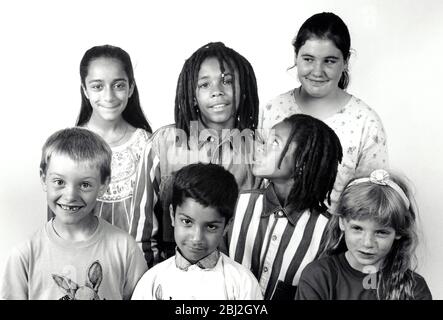 Group of children UK 1990s MR Stock Photo - Alamy