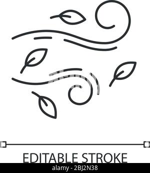 Windy weather forecast. Pixel perfect, editable stroke simple line ...