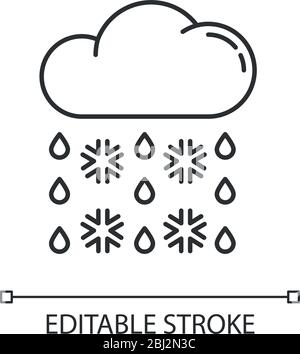 Cloud with snow. Winter weather. Pixel perfect, editable stroke icon ...