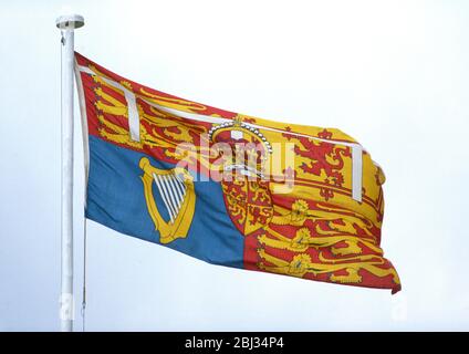 The Royal Standard flying at Balmoral Castle where Queen Elizabeth II ...