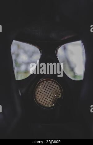Beautiful gas mask inside view. Pandemic coronavirus covid-19 ...