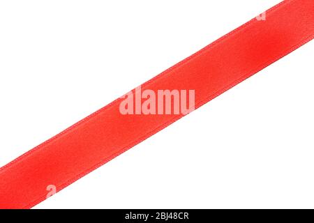 one red diagonal ribbon, isolated on white Stock Photo - Alamy