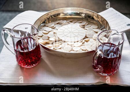 Sacristy preparation for the celebration of a catholic mass Stock Photo ...