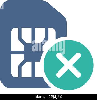 Sim card rejected icon not approved phone logo design. No simcard sign ...