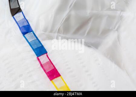 Colour registration strip on plastic packaging. For CMYK process ...