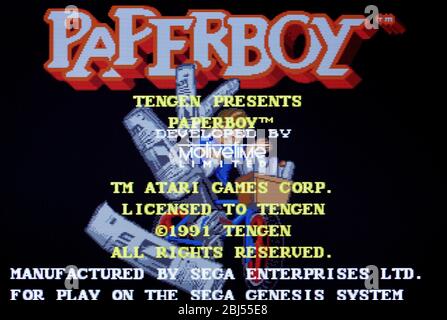 Paperboy - Sega Genesis Mega Drive - Editorial use only Stock Photo - Alamy