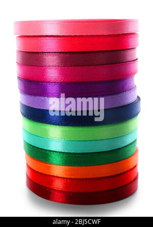 Festive ribbons stack isolated on white background Stock Photo - Alamy