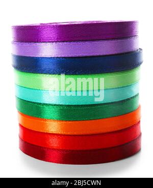 Stack of color ribbons, isolated on white Stock Photo - Alamy