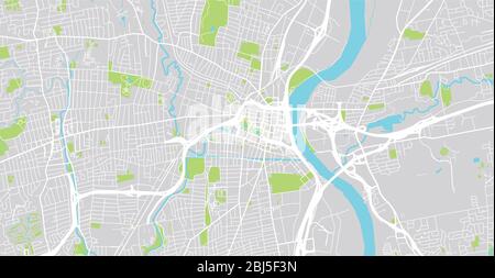 Hartford map, capital city of the USA state of Connecticut. Municipal ...