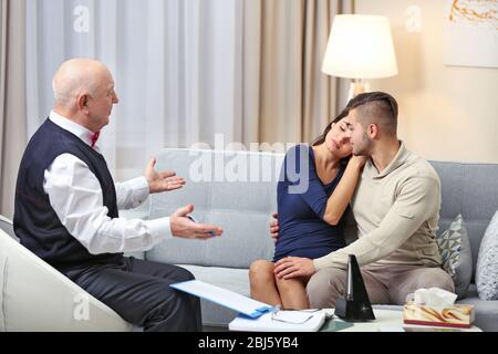 Young happy couple after therapy session with family psychologist Stock ...