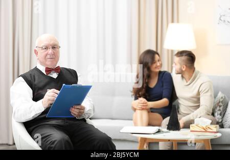 Young happy couple after therapy session with family psychologist Stock ...