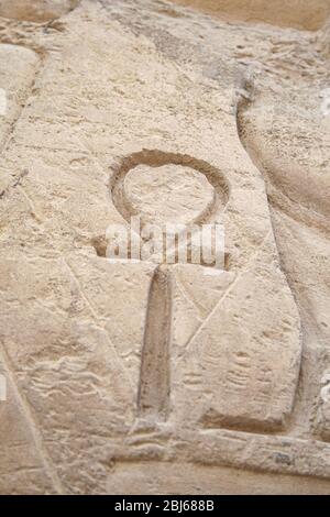 A stone ankh (ancient Egyptian symbol of life, soul) on grave of ...