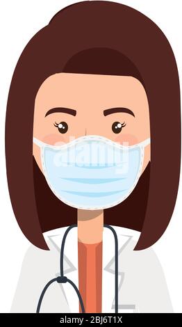doctor female using face mask with stethoscope Stock Vector Image & Art ...