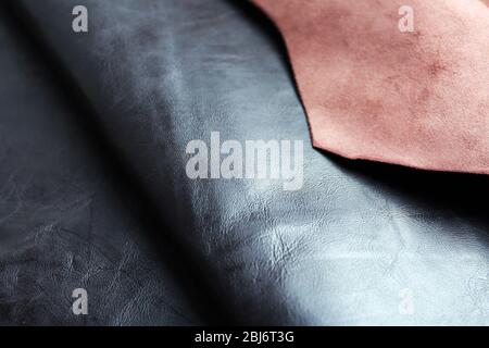 Black-brown leather front and wrong side texture background Stock Photo ...