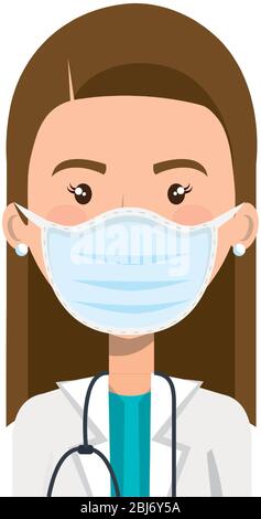 doctor female using face mask with stethoscope Stock Vector Image & Art ...