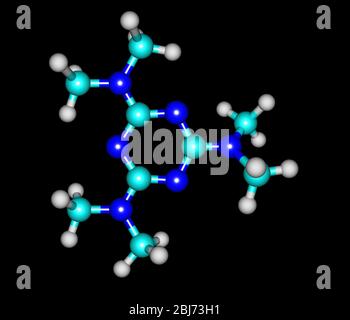 A model of a molecule of Altretamine (Hexalen). It is used as a cancer ...