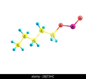 A model of Amyl Nitrite. It is used to treat angina and as an antidote ...