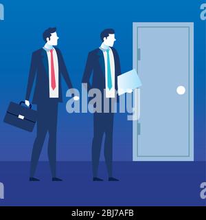 business men with curriculum vitae and suitcase searching work Stock ...