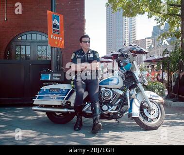 Boston Police officer on a motorcycle at the 2023 South Boston St ...