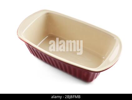Rectangular brown ceramic baking dish, isolated on white Stock Photo ...