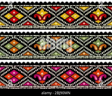 colorful batik design border background Stock Photo - Alamy