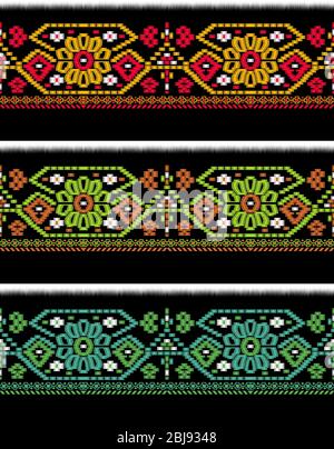 Retro tie dye bright border. Playful vintage pink shibori endless trim ...