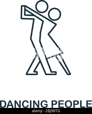 Dancing disco stick figure vector illustration. Hand drawn ux design ...