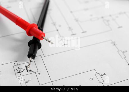 Cables on electrical drawing, closeup Stock Photo - Alamy