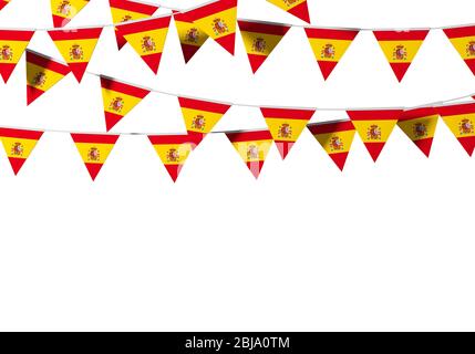 Spain national flag festive bunting against a plain white background ...