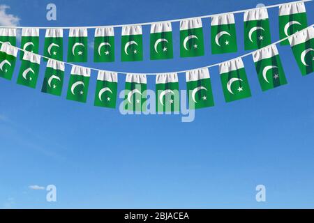 Pakistan national flag festive bunting against a plain white background ...
