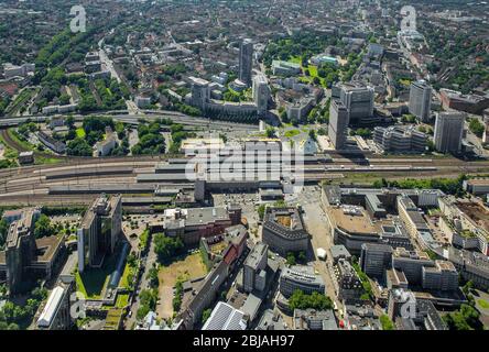Aerial view, downtown view, Essen City Hall, Porscheplatz, Old ...