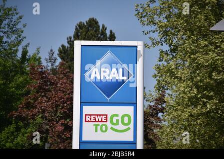 aral logo on an aral petrol station,germany Stock Photo - Alamy