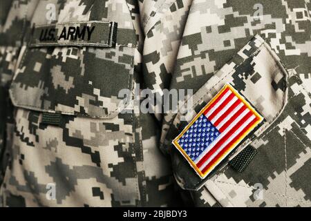 USA flag on shoulder patch, closeup Stock Photo - Alamy