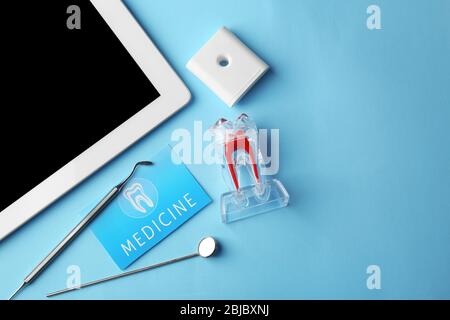 Tablet pc and medical tools concept Stock Photo - Alamy