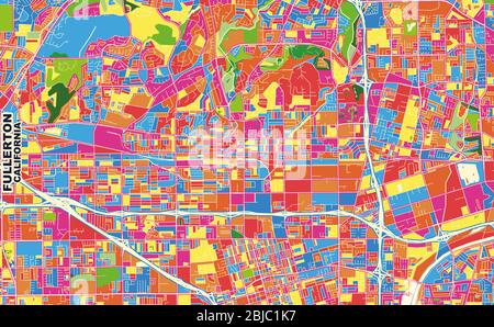 Simple map of Fullerton, California, USA. Black and white version for ...