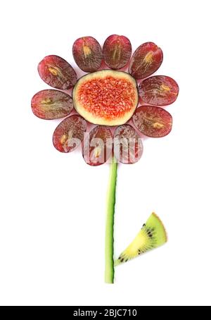 Beautiful flower made of fresh fruits on white background Stock Photo ...