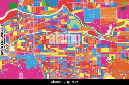 Modern City Map - Spokane Washington city of the USA with neighborhoods ...