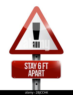 Stay 6ft apart street sign illustration design over a white background ...