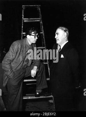 JOHN HUSTON on set candid directs GREGORY PECK on the Great White Whale ...