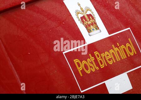 Royal mail logo on Welsh post office van Wales UK Post Brenhinol Stock ...