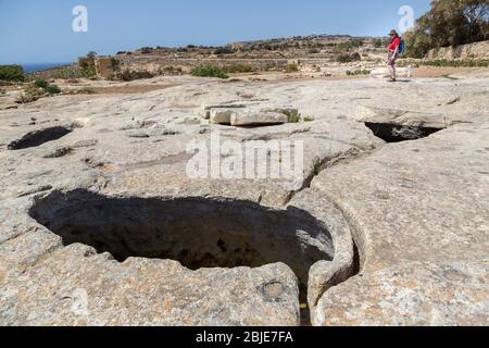 Misqa tanks with drainage channel, water storage cisterns at Mnajdra ...