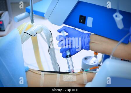 Patient receiving an injection from her doctor, vaccination Stock Photo ...