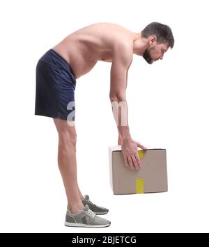 Incorrect Box Lifting Posture. Heavy Weight Lift Incorrect Box Lifting ...
